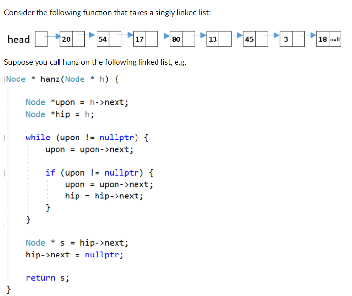 Solved Consider The Following Function That Takes A Singly 