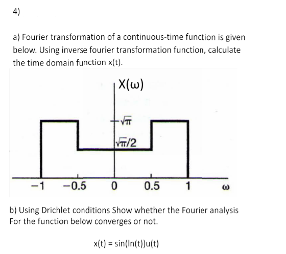 Solved 4) a) Fourier transformation of a continuous-time | Chegg.com