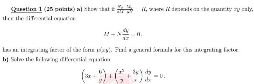 Solved Question 1 (25 points) a) Show that if A-Mv = R, | Chegg.com