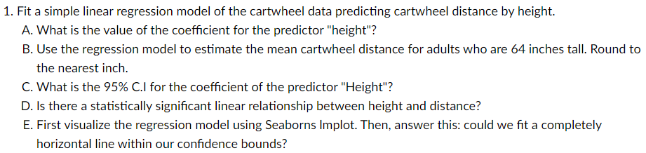1. Fit a simple linear regression model of the | Chegg.com