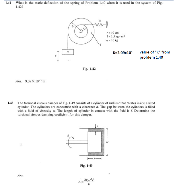 Solved 141 What is the static deflection of the spring of | Chegg.com