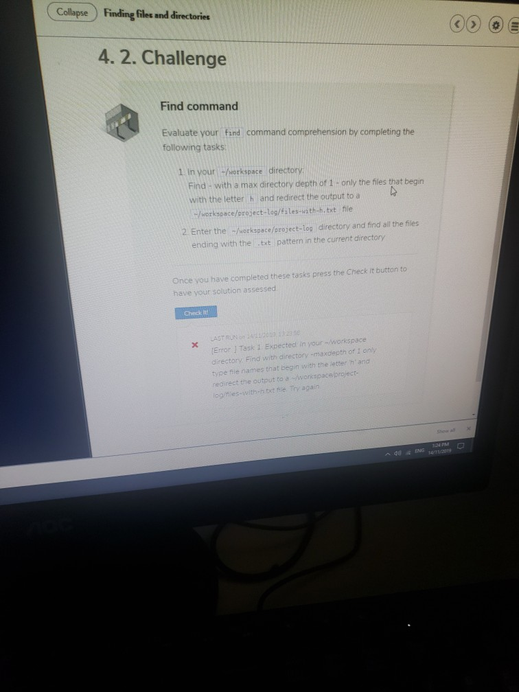 Solved Collapse Finding files and directories 4.2. Challenge | Chegg.com