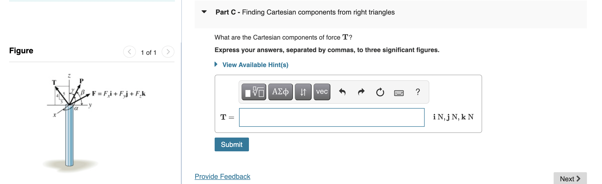 Solved 3-4-5 triangle shown, and its magnitude is 20 N. | Chegg.com