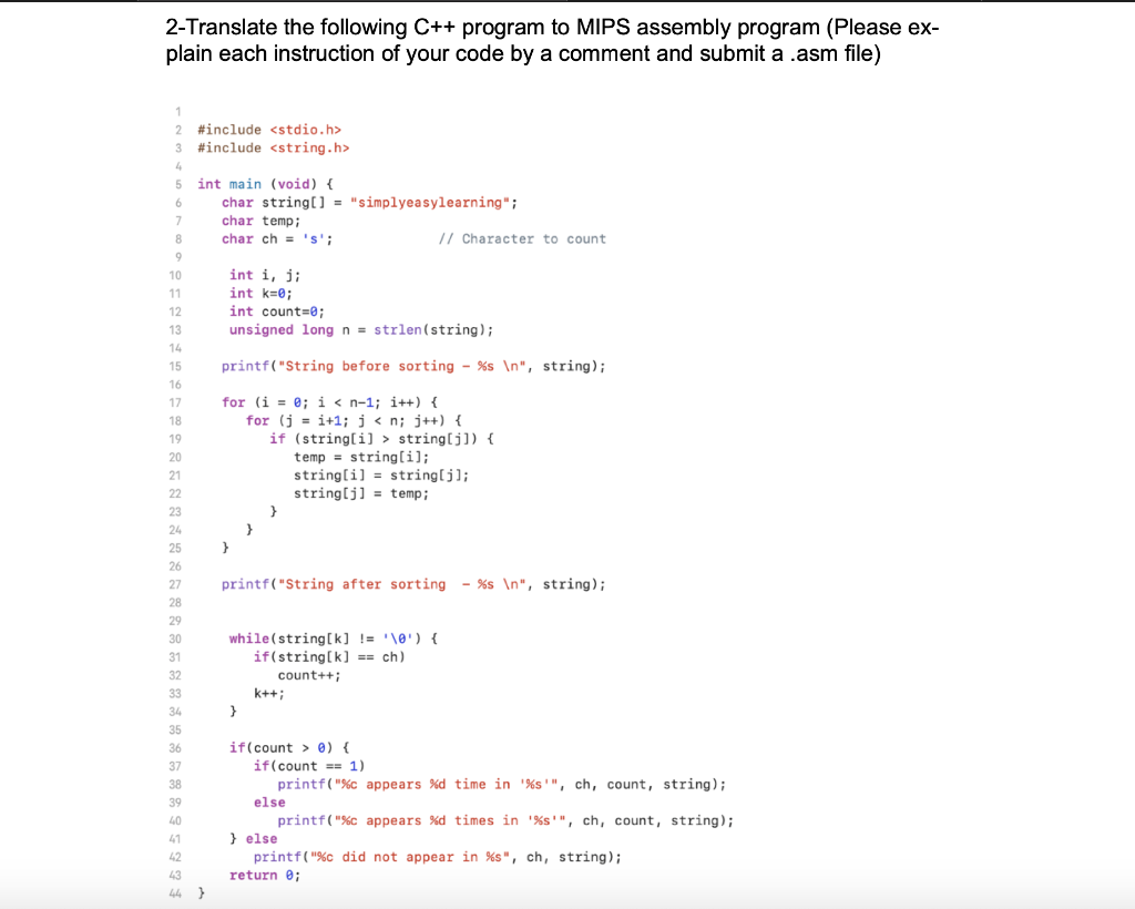 Translate the following C++ program to MIPS assembly | Chegg.com