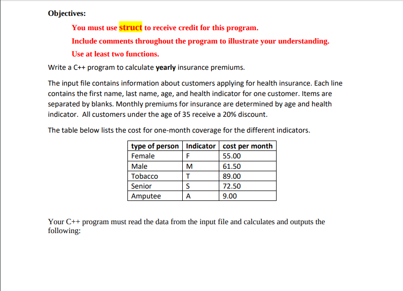 Solved Objectives: You must use struct to receive credit for | Chegg.com