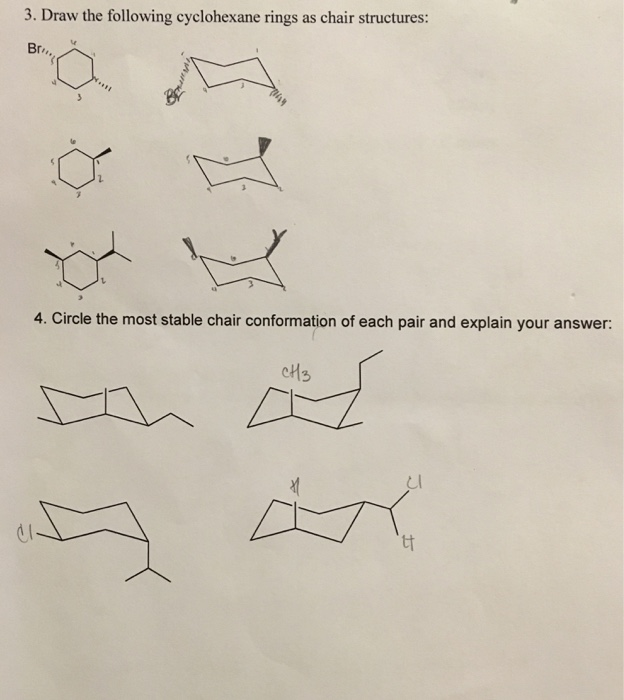Solved 3. Draw the following cyclohexane rings as chair | Chegg.com
