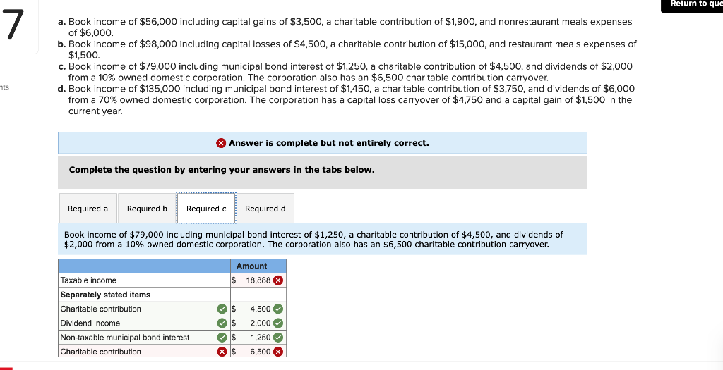 Solved a. Book income of $56,000 including capital gains of | Chegg.com