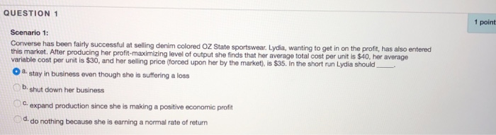 Solved QUESTION 1 1 point Scenario 1: Converse has been | Chegg.com