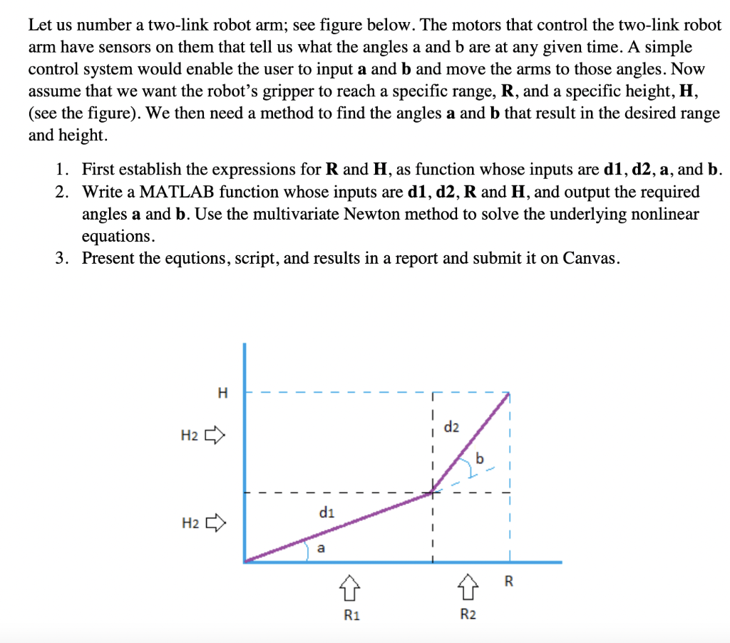 Let us number a two-link robot arm; see figure below. | Chegg.com