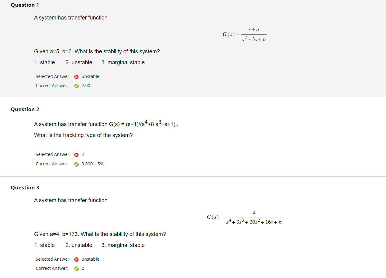 Solved A system has transfer function G(s)=s2−3s+bs+a Given | Chegg.com