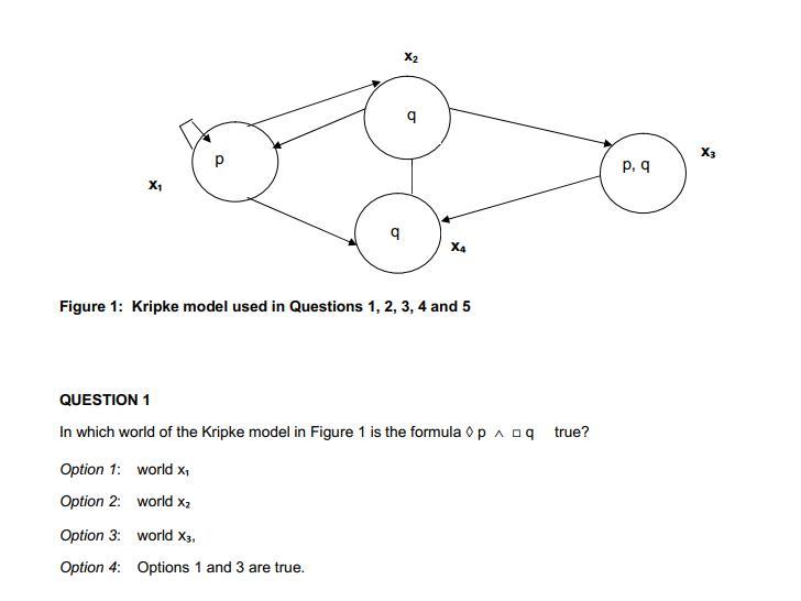 Solved Figure 1: Kripke model used in Questions 1, 2, 3, 4 | Chegg.com