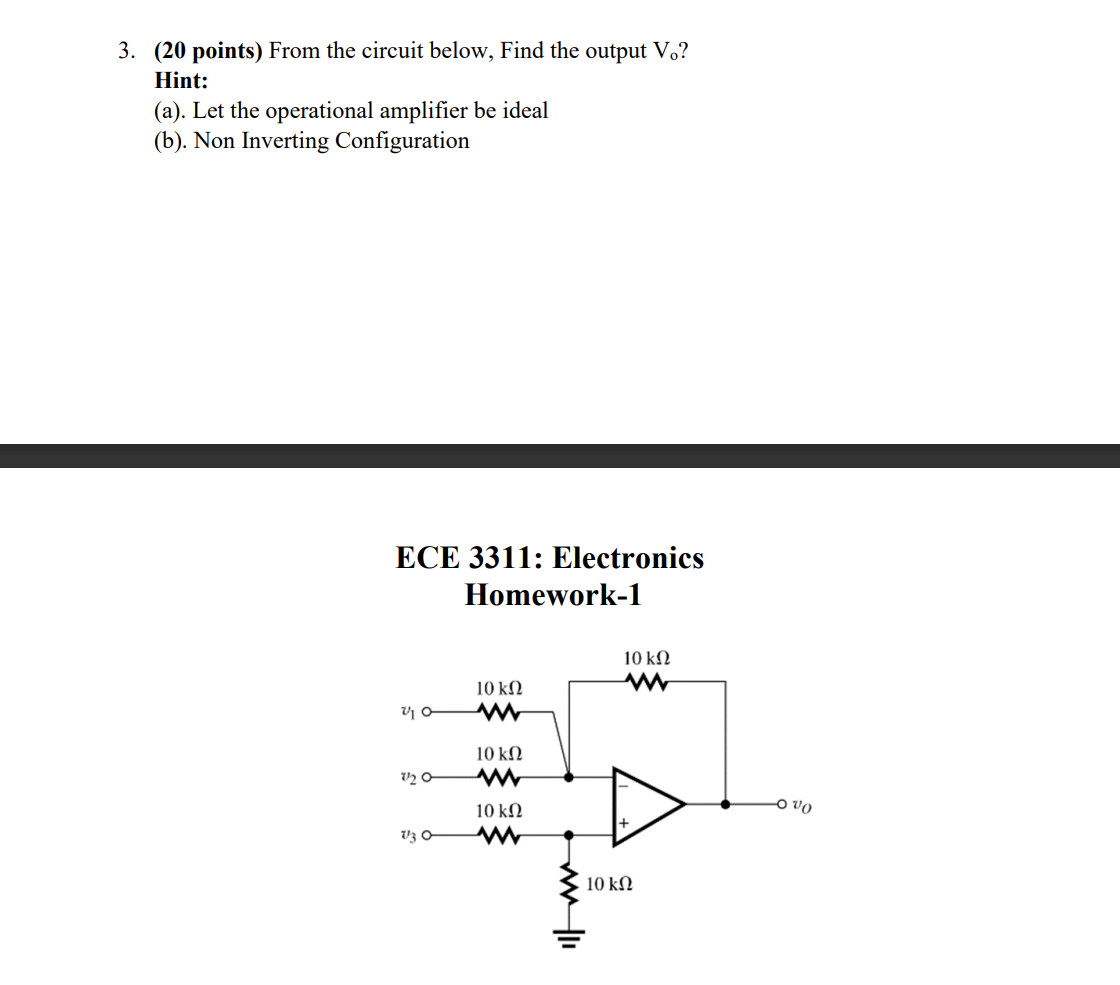 Solved 3. ( \( \mathbf{2 0} \) ﻿points) ﻿From the circuit | Chegg.com