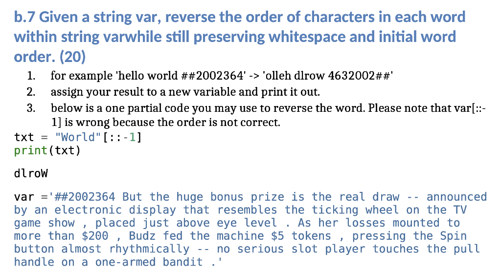 Solved B7 Given A String Var Reverse The Order Of 9801