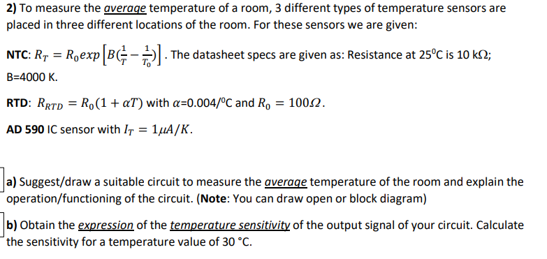Solved 2) To measure the averaqe temperature of a room, 3 | Chegg.com