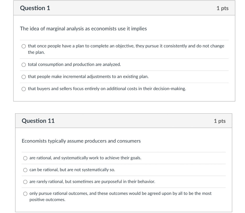 Solved The idea of marginal analysis as economists use it | Chegg.com
