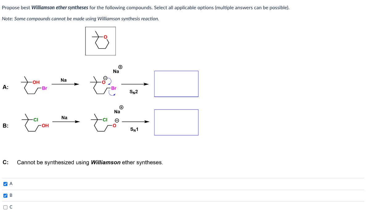 Solved Propose best Williamson ether syntheses for the | Chegg.com