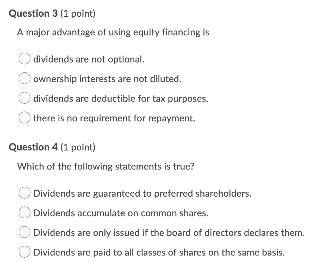 Solved Question 1 (1 point) When shares are repurchased for | Chegg.com