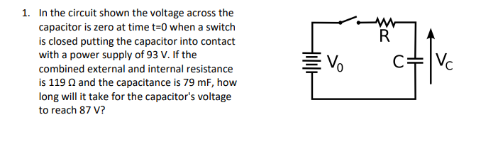 Solved 1. In the circuit shown the voltage across the | Chegg.com