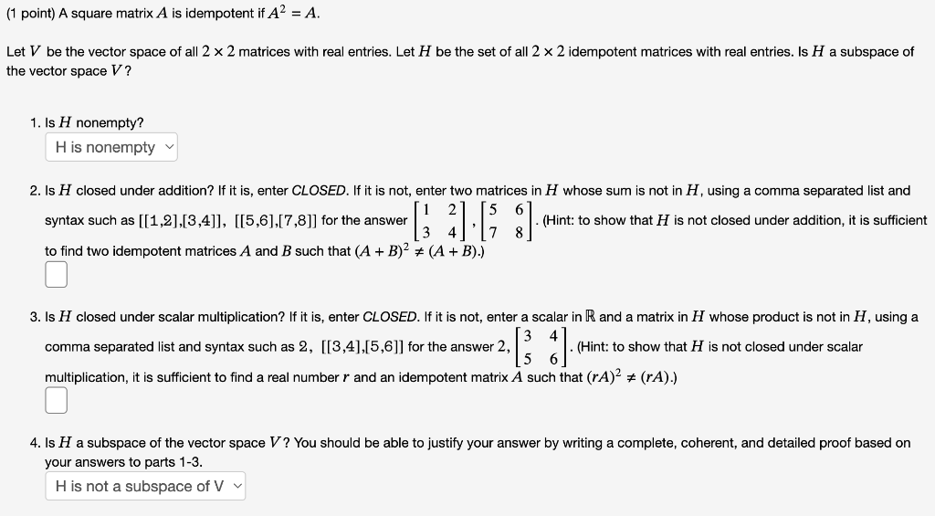 Solved Let V=R2, let H be the subset of V of all points on | Chegg.com