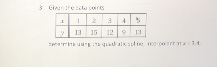 Solved 3- Given the data points y 13 15 12 9 13 determine | Chegg.com