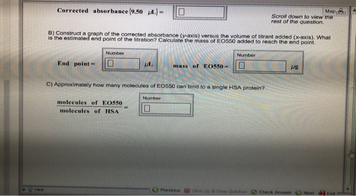 Solved Volume (pL)Observed Map E0550 Added Absorbance A | Chegg.com