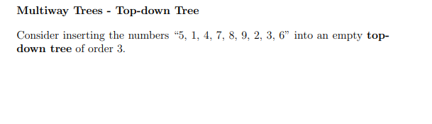 Solved Multiway Trees - Top-down Tree Consider inserting the | Chegg.com