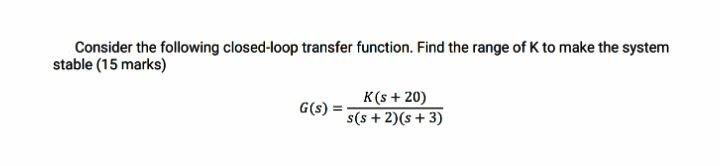 Solved Consider the following closed-loop transfer function. | Chegg.com