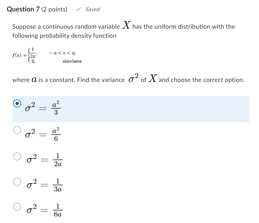 Solved Suppose a continuous random variable X has the | Chegg.com