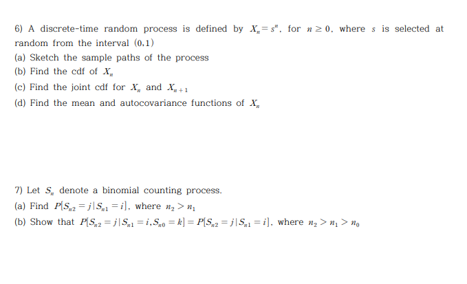 Solved 6) A discrete-time random process is defined by | Chegg.com