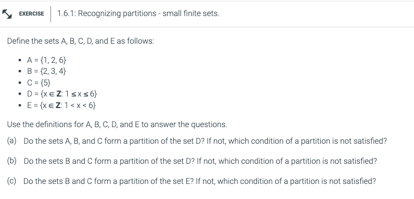 Solved Define the sets A, B, C, D, and E as follows: - | Chegg.com