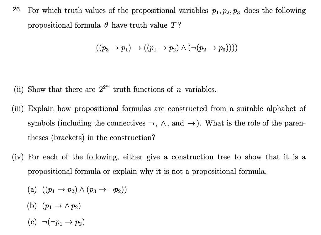 Solved 26 For Which Truth Values Of The Propositional 