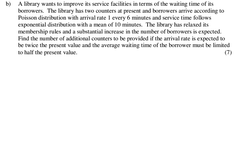 Solved A library wants to improve its service facilities in | Chegg.com