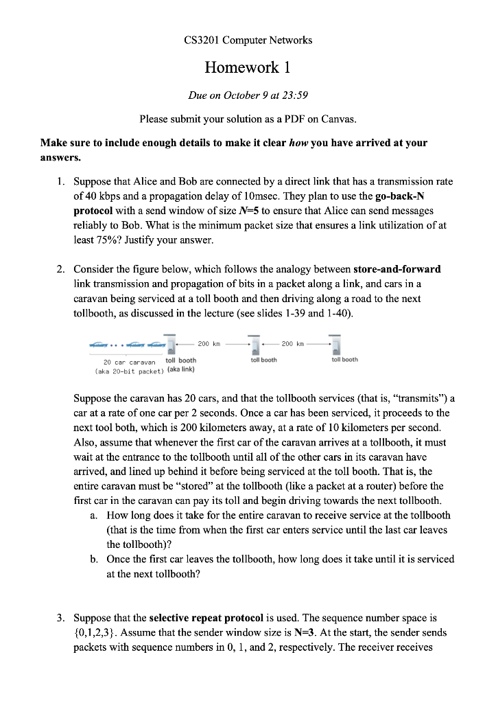Solved CS3201 Computer Networks Homework 1 Due on October 9 | Chegg.com