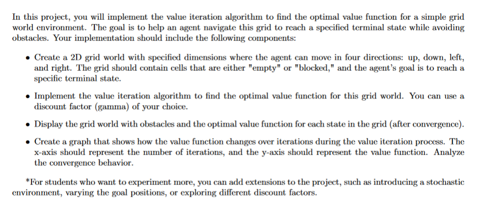 Solved In this project, you will implement the value | Chegg.com