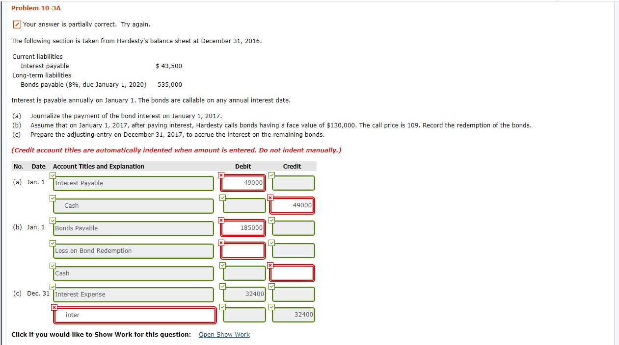 Solved Problem 10-3A Your answer is partially correct. Try | Chegg.com