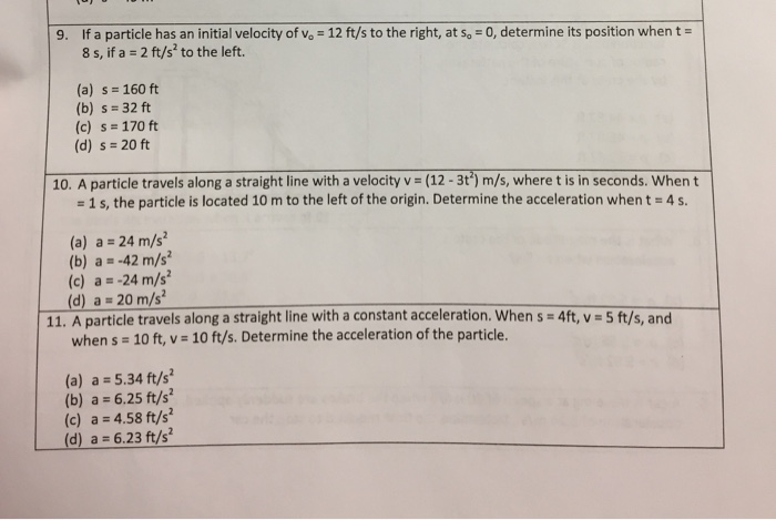 Solved If a particle has an initial velocity of v_c = 12 | Chegg.com