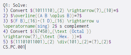 Solved Q1: Solve: 1) Convert $(1011110)_{2} | Chegg.com