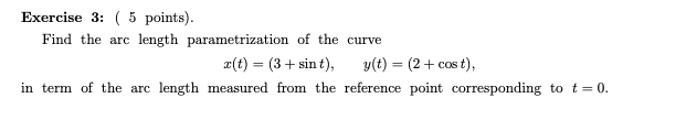 Solved Exercise 3: ( 5 points). Find the arc length | Chegg.com
