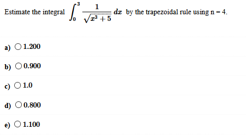 Solved 3 1 Estimate the integral de by the trapezoidal rule | Chegg.com