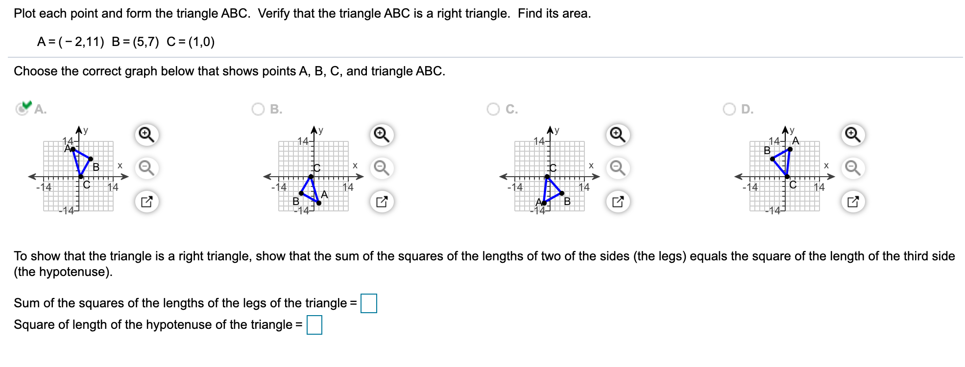 Solved Plot each point and form the triangle ABC. Verify | Chegg.com