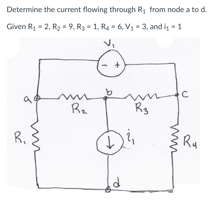 Solved Determine the current flowing through R1 from node a | Chegg.com
