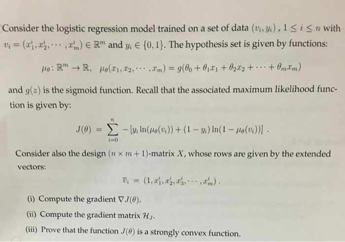 Solved Consider the logistic regression model trained on a | Chegg.com