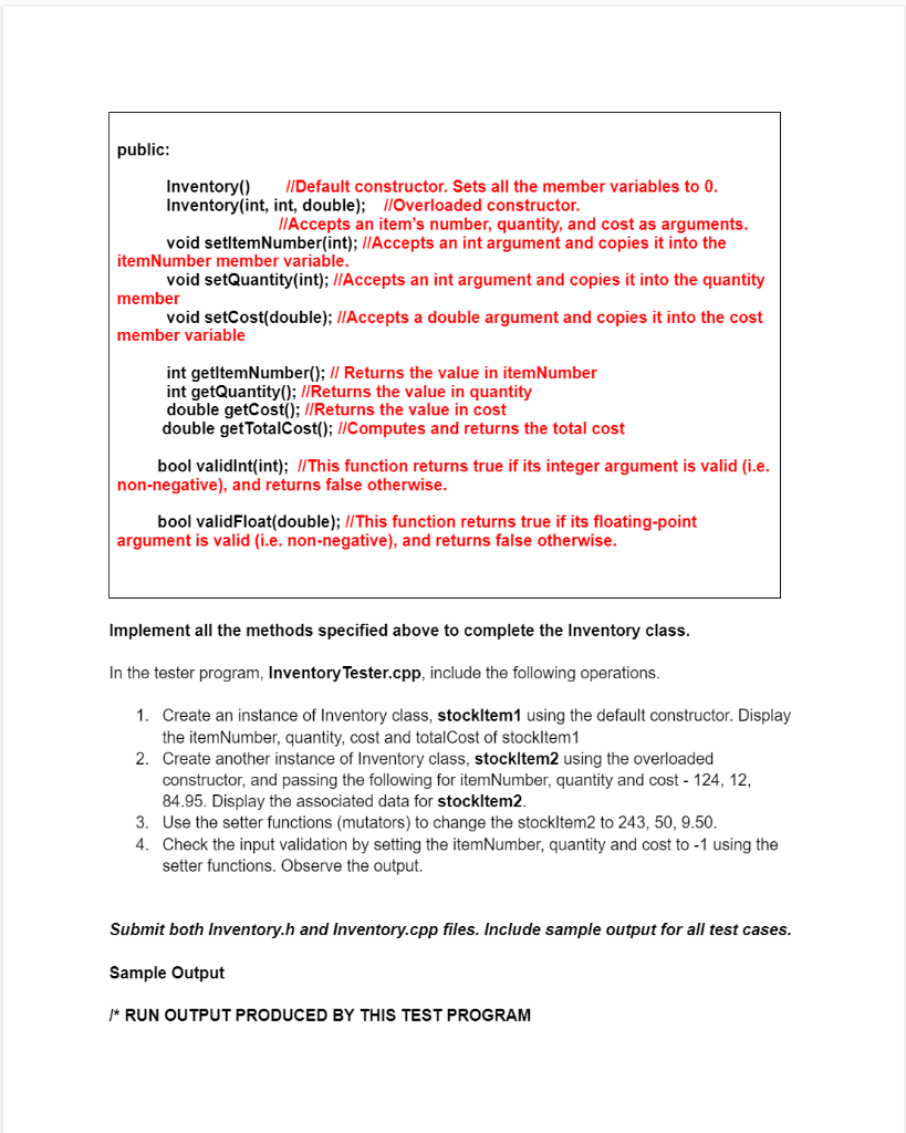 Solved CSC100AA and CIS162AB Ch 7 Program - Inventory Class | Chegg.com