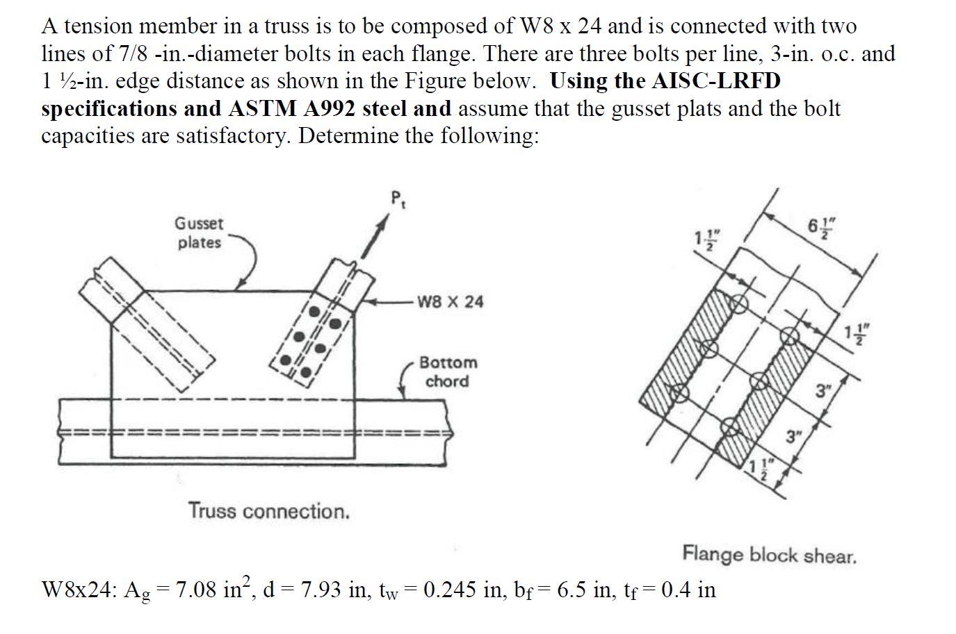 Solved a- When considering the block shear strength of the | Chegg.com