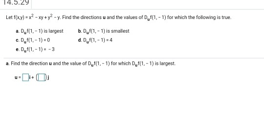 Solved 14.5.29 Let f(x,y) = x2 - xy + y2 - y. Find the | Chegg.com