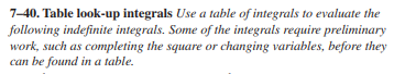 Solved 7-40. Table look-up integrals Use a table of | Chegg.com