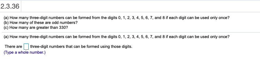 Solved 2.3.36 (a) How many three-digit numbers can be formed | Chegg.com