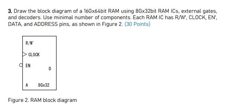 Solved 3. Draw the block diagram of a 16Gx64bit RAM using | Chegg.com