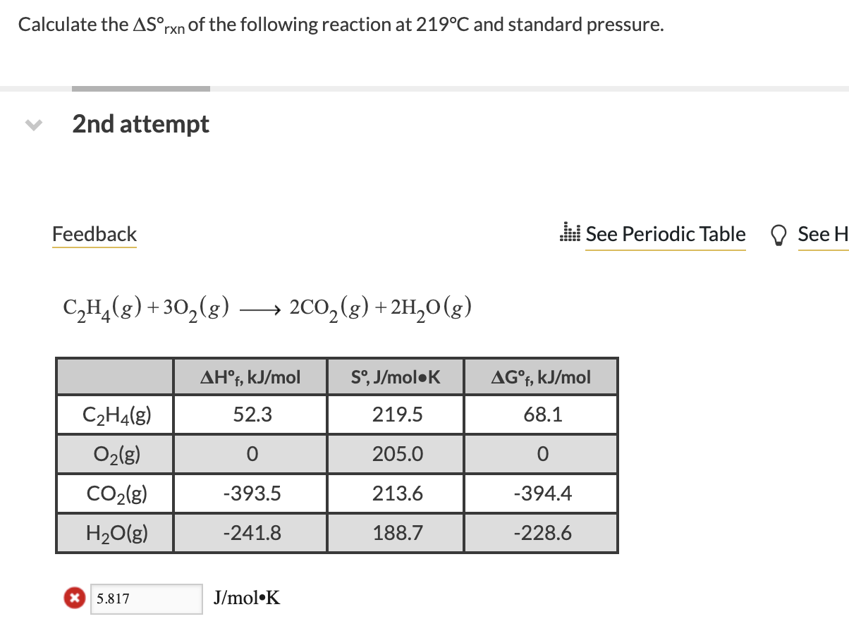 Solved Calculate the AS°rxn of the following reaction at | Chegg.com
