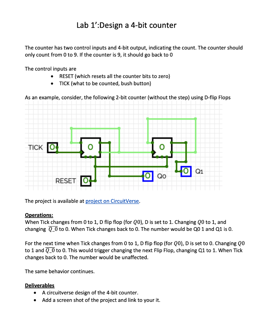 The counter has two control inputs and 4-bit output, | Chegg.com